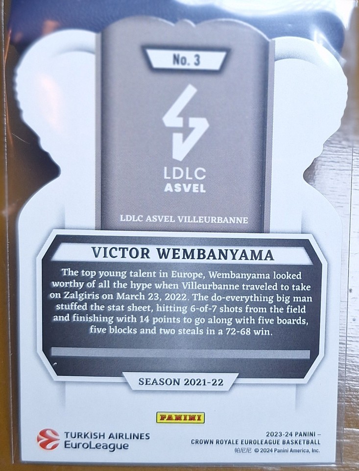 2023-24 Panini Crown Royale Victor Wembanyama RC Rookie Crystal Red 34/ ...