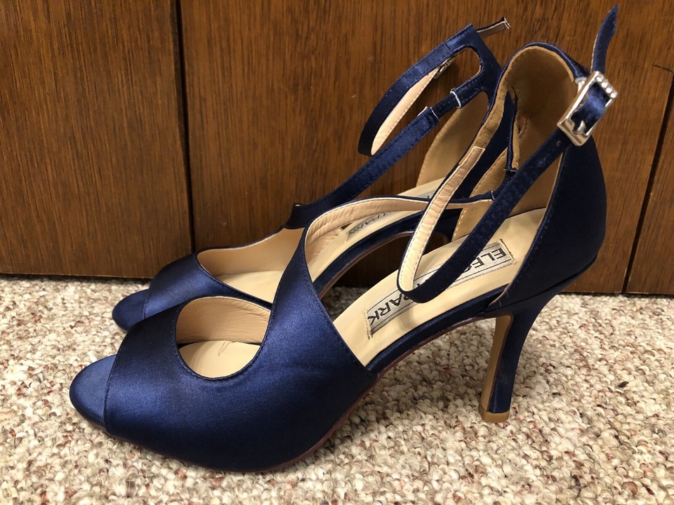 Elegant Park Midnight Blue Fabric Covered Stiletto Heels/Pumps Shoes ...