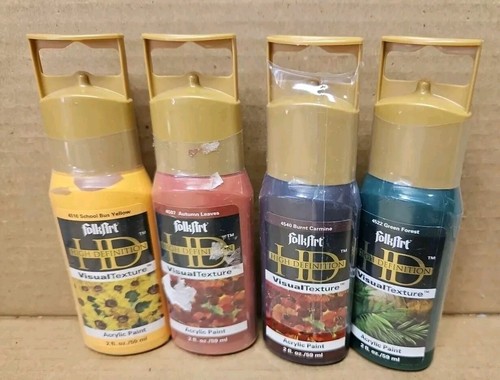 Lot 4 FOLK ART HD High Definition Acrylic Craft Paint Visual Texture ...