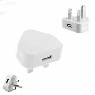 USB Wall Charger Plug Socket 3 Pin UK Power Adapter AC for Phones ...