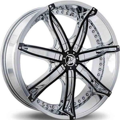 22x8.5" Diablo Wheels DNA Chrome with Black Insert Rims - Complete ...