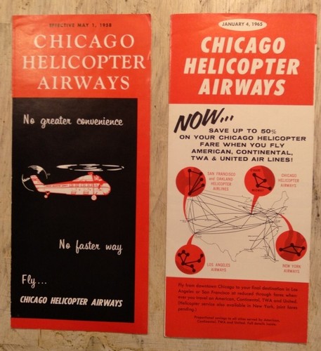 1958 & 1965 Chicago Helicopter Airways Flight Times and Airport Maps | eBay