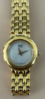 ESQ Esquire Swiss Watch Women Gold Tone MOP WHITE Round Dial - NEW ...