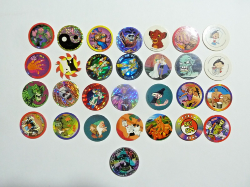 Vintage 90's Toxic Poison Skull Plastic Pog Slammer w 28 Cardboard Pogs ...