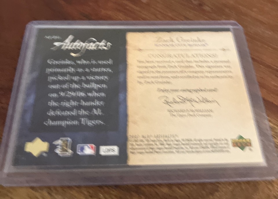 2007 Upper Deck Artifacts Autofacts ZACK GREINKE Auto KC ROYALS Future ...