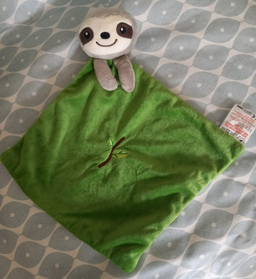 POUNDLAND GET COMFY GREEN SLOTH BABY COMFORT BLANKET COMFORTER BLANKIE ...