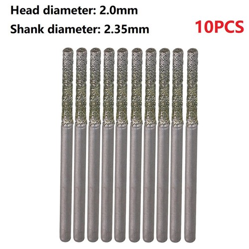 Drill Bits Gems Drilling Needle Diamond Steel 2.35mm Shank 2mm Coated ...