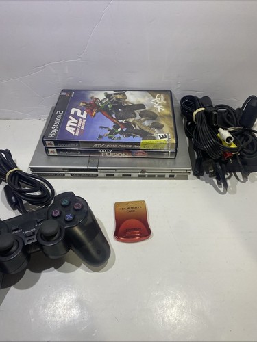 Sony PS2 PlayStation 2 Slim SILVER Game Console Bundle w/ 2 Controllers ...