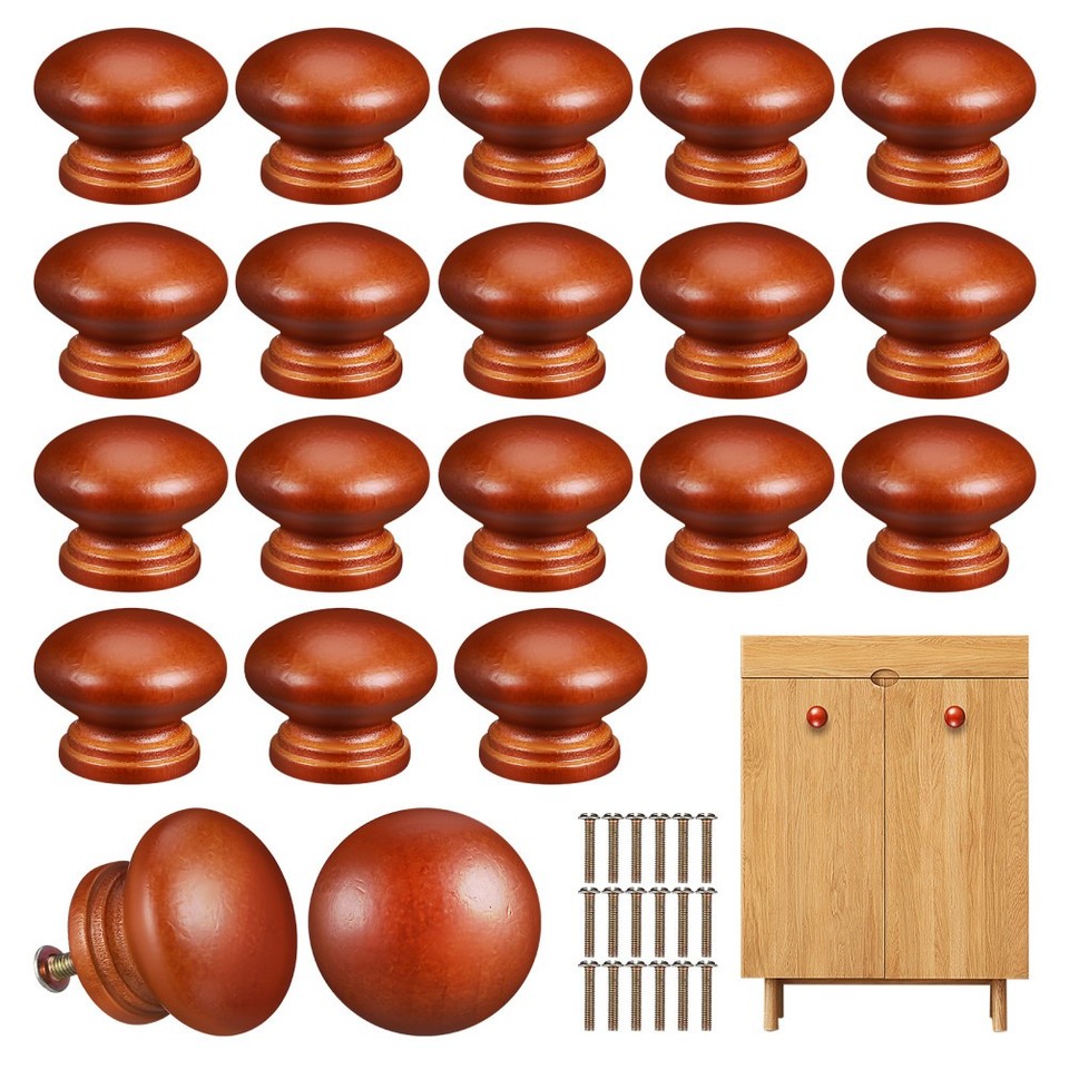 20 Pcs Round Wood Knobs Wooden Handles for Cabinet Drawers and Dresser ...