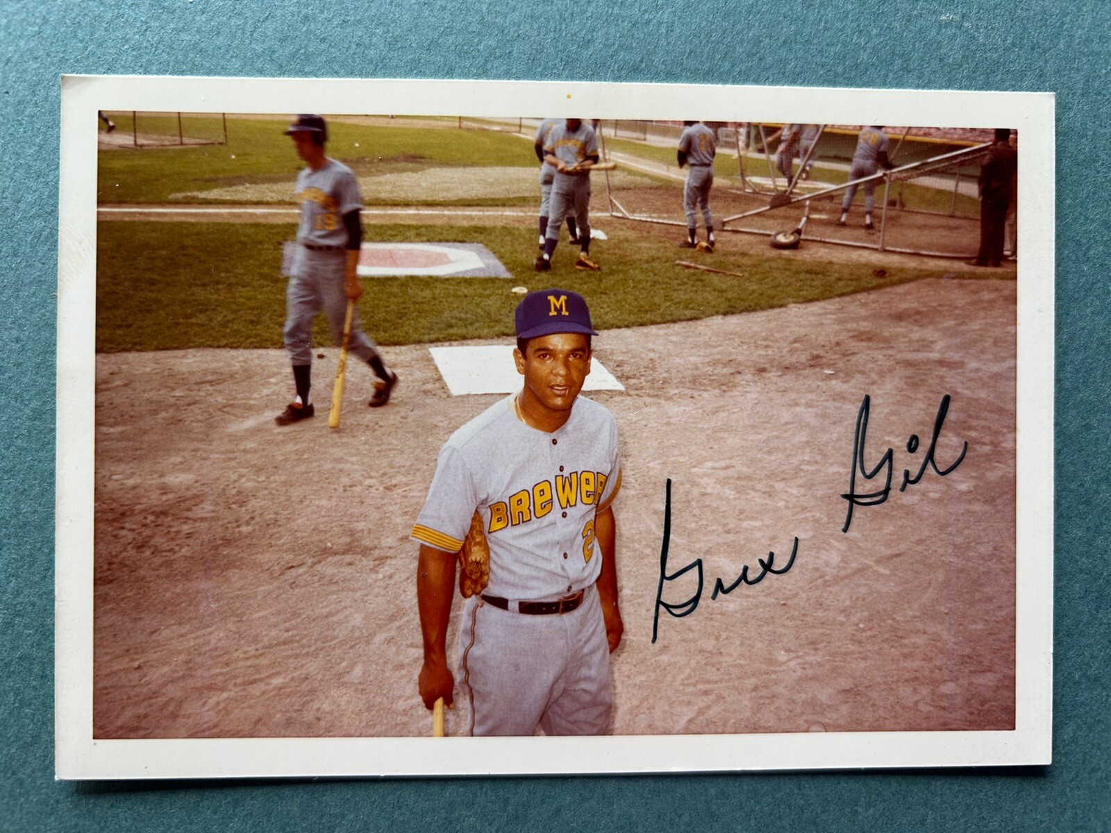1970 Milwaukee Brewer Infielder Gus Gil Autographed 3 1/2"x5" Snap Shot ...