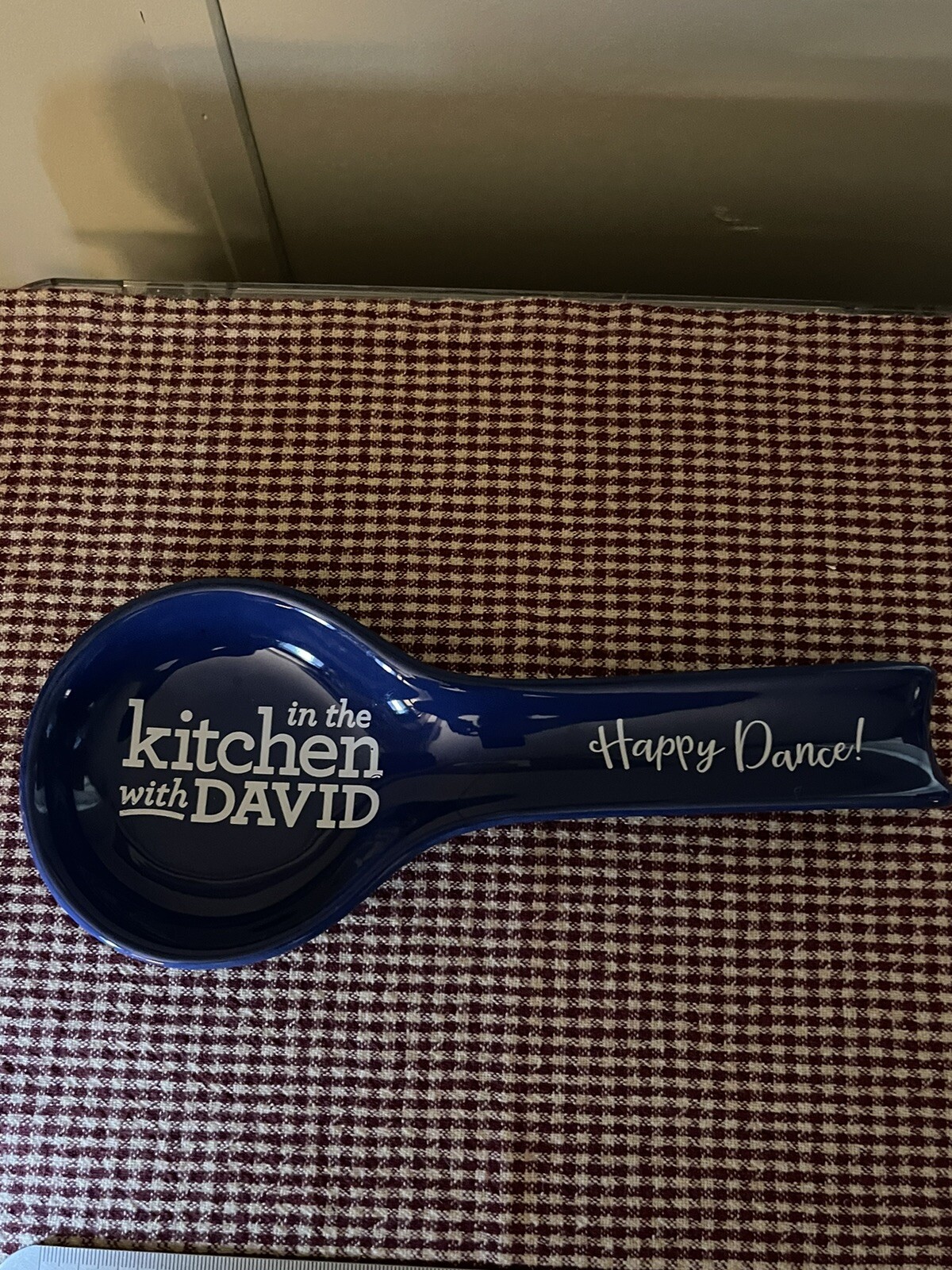 In The Kitchen David Spoon Rest Utensil Holder Blue Ceramic Happy Dance ...