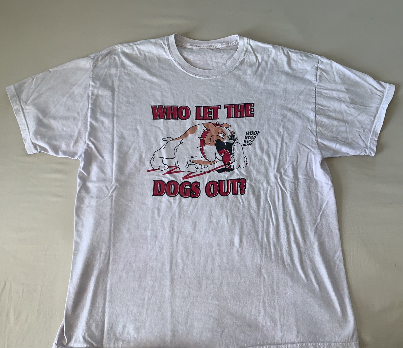 Vintage Who Let The Dogs Out T-Shirt Mens XL White Single Stitch Dog ...