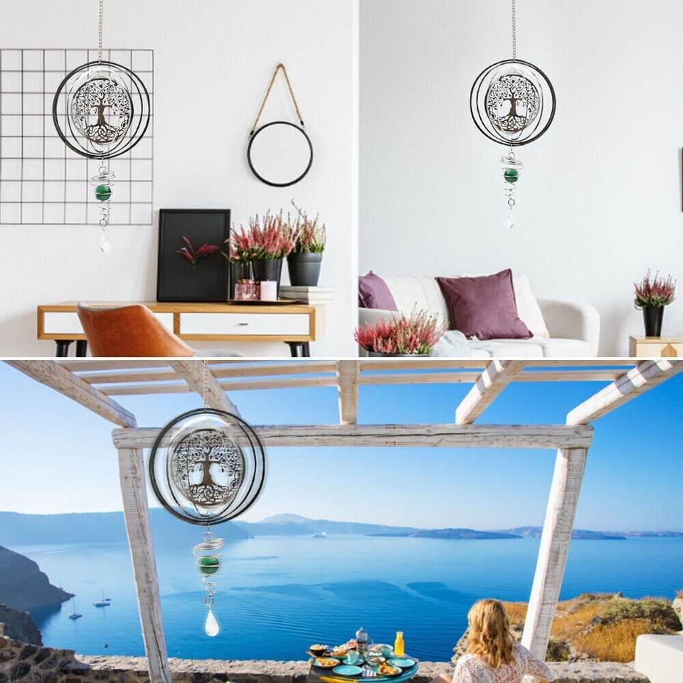 3D Rotating Wind Chimes Tree Of Life Wind Spinner Bell Rotating Motor ...