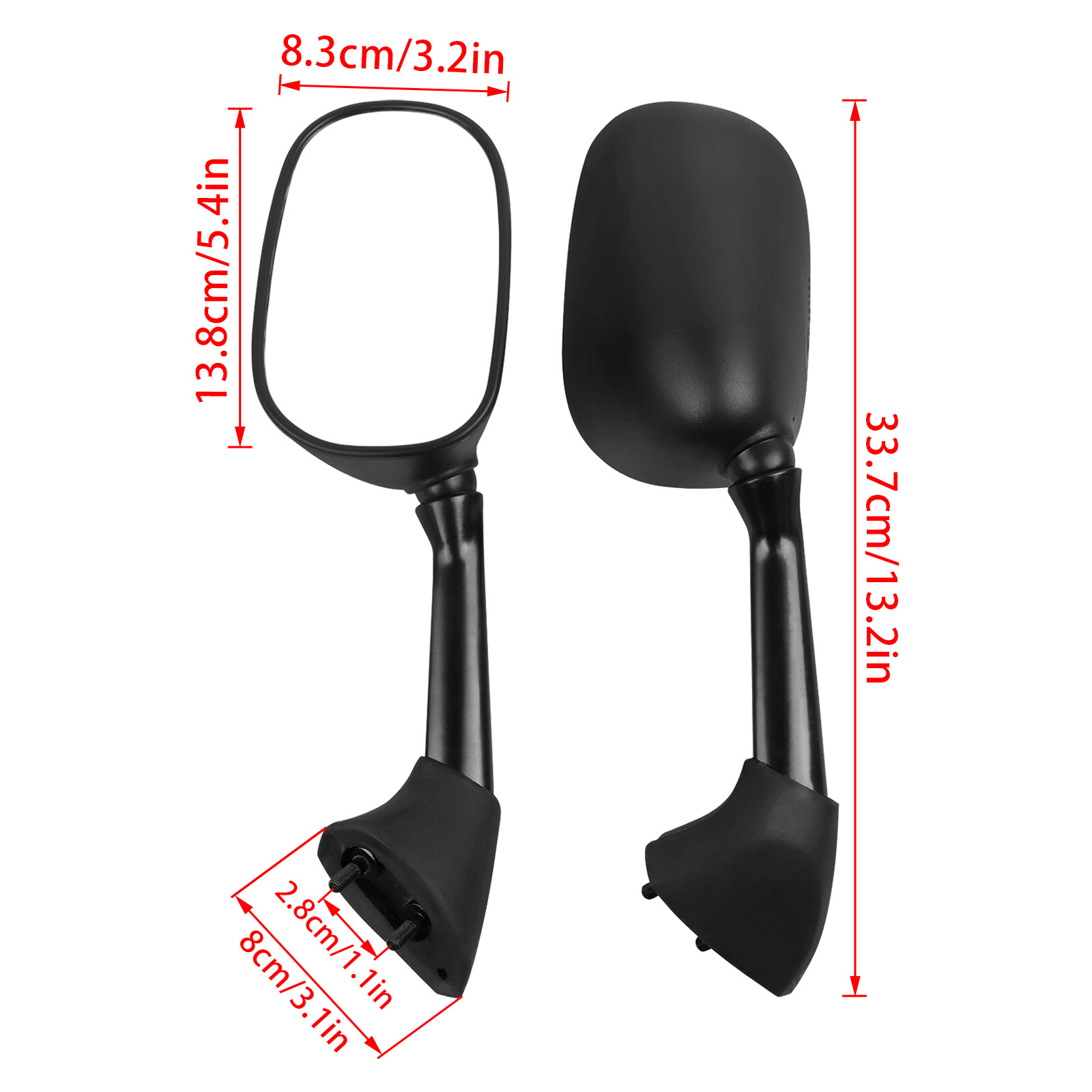 1 Pair Side Rear View Mirrors For Yamaha YZF R1 1998-2007 YZF R6 1999 ...