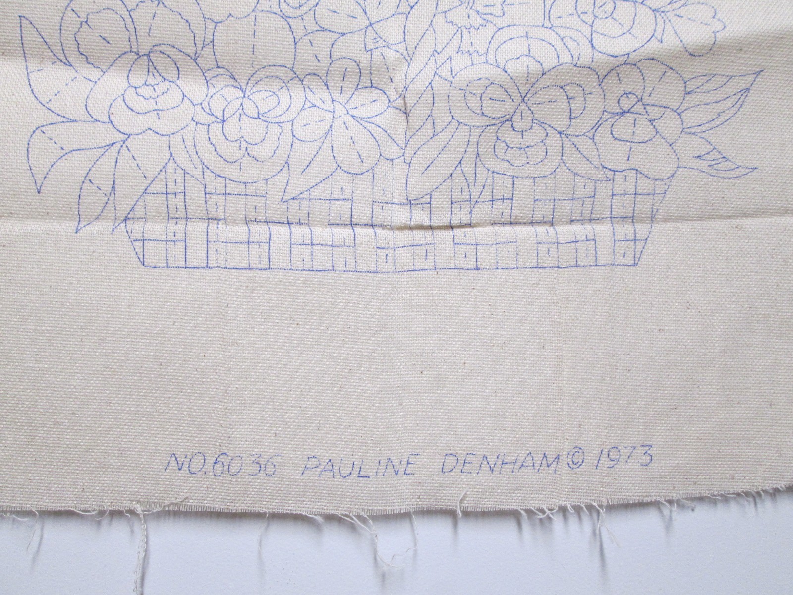 Vintage 1973 Pauline Denham No. 6036 Basket of Pansies Embroidery Cloth ...