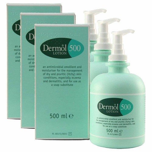 3 x Dermol 500 - Lotion Moisturiser Soap Substitute Antimicrobial ...