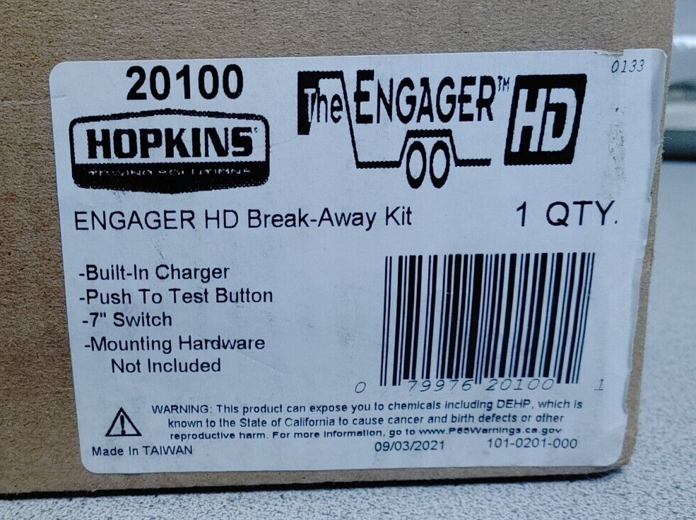 HOPKINS 20100 ENGAGER HD TRAILER BREAK AWAY KIT BATTERY MONITOR NEW ...