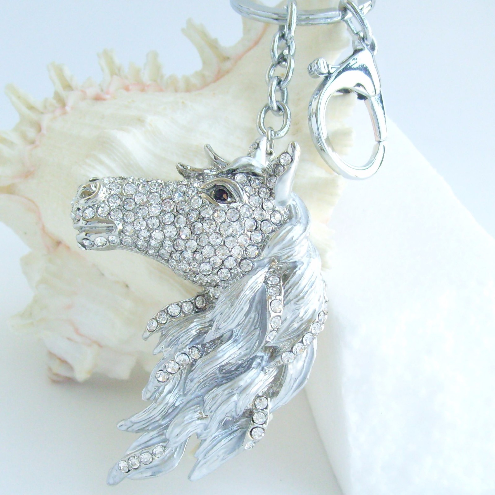 2.76" Unique Animal Horse Keychain Pendant Rhinestone Crystal KP06535 ...