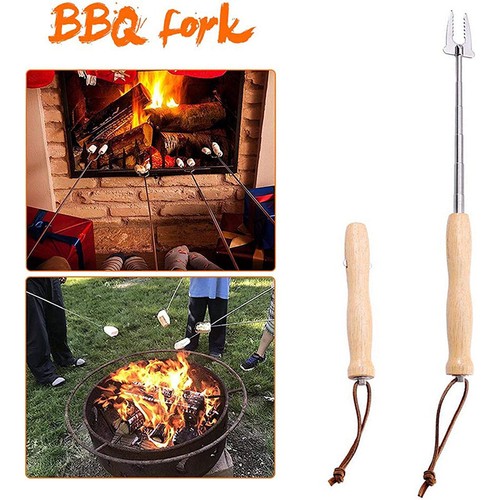 Robens Fire Fork Lightweight Telescopic Wooden Handle Toasting open ...