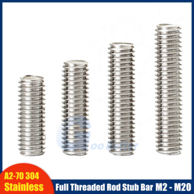 Full Threaded Rod Bar Stub A2 Stainless Steel Metric M2 M3 M4 M5 M6 ...