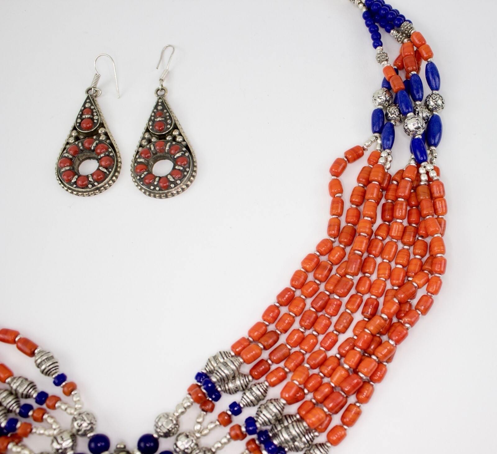 Antique Beautiful Tibetan Nepali Orange Pendant Neckl… - Gem