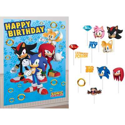 Sonic the Hedgehog Scene Setter with Photo Props Booth Birthday Party ...