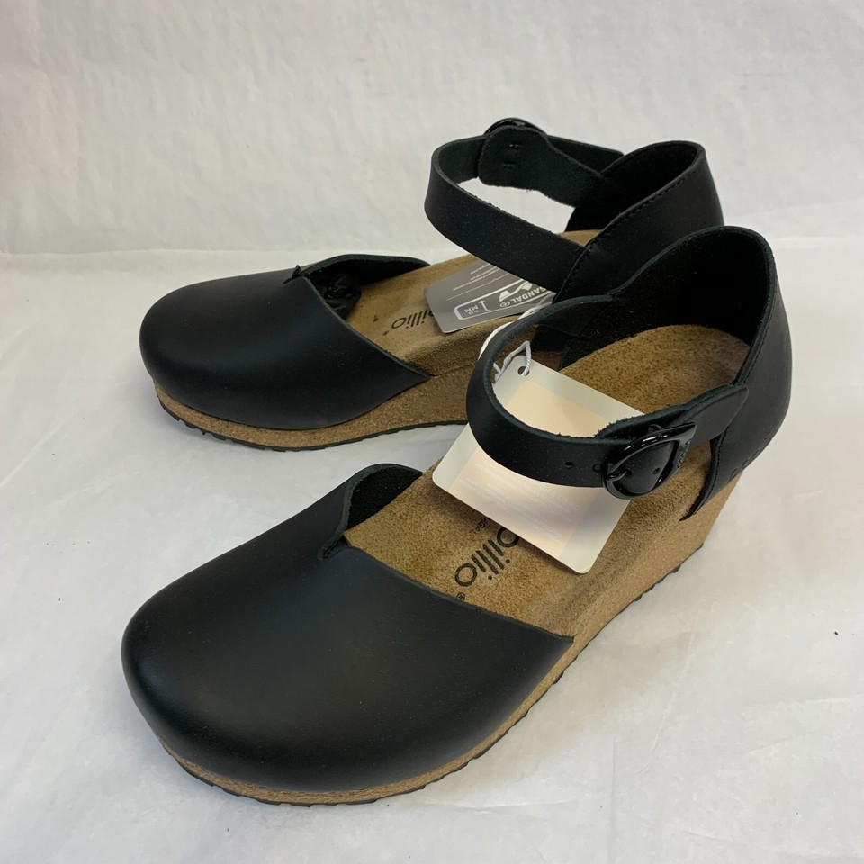 Birkenstock New w/ Box Papillio Mary Ring-Buckle Black Natural Leather ...