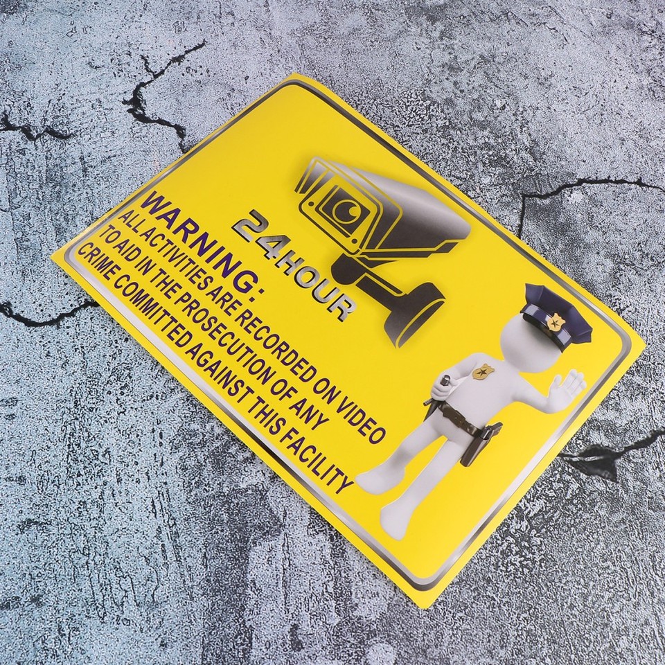 5 Pcs Safety Warning Sticker Sign Stickers Camera Monitoring House ...