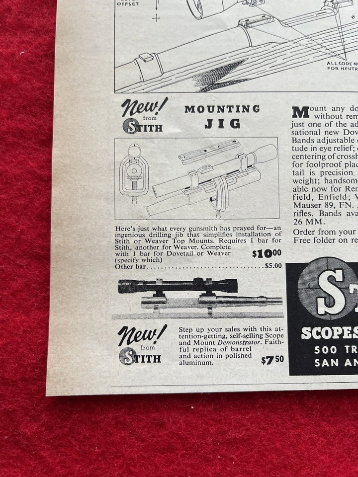 Vintage 1950 Stith Scopes & Mounts Print Ad Dovetail Mount ...