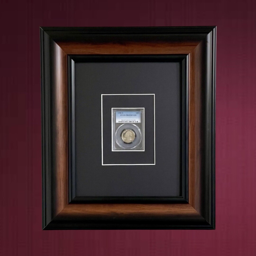 Elegant Brown Display Frame For Standard PCGS Graded Coin With UV ...