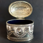 Antique Vintage Box Jewelry Oval Velvet Trinket Lined/Silver Plated ...