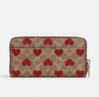 Coach Accordion Zip Wallet In Signature Canvas With Heart Print NEW | eBay