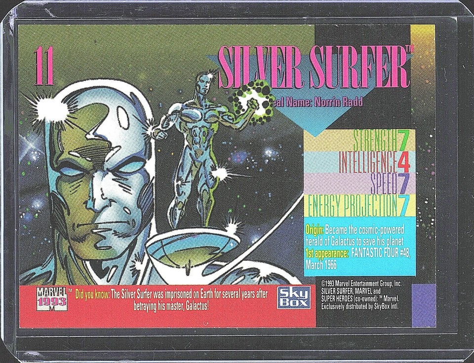 1993 SkyBox Marvel Universe SILVER SURFER #11 Series 4 - MINT!!💥 | eBay