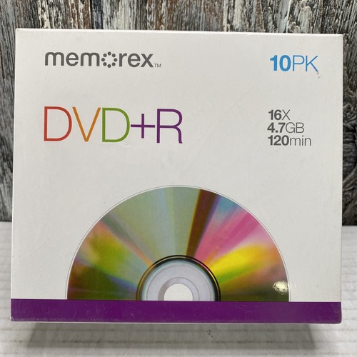 MEMOREX DVD-R 10PK 16X 4.7 GB 120 Min With Slim Jewel Cases NEW Sealed ...