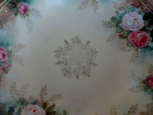 Antique RS Prussia Rose Design Gold Gilt Beaded Edge Footed 7.5 in ...