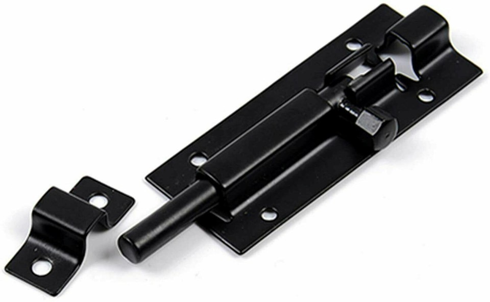 TRIXES Slide Bolt Lock 75mm Black NEW Bathroom Shed Door Lock Safety ...