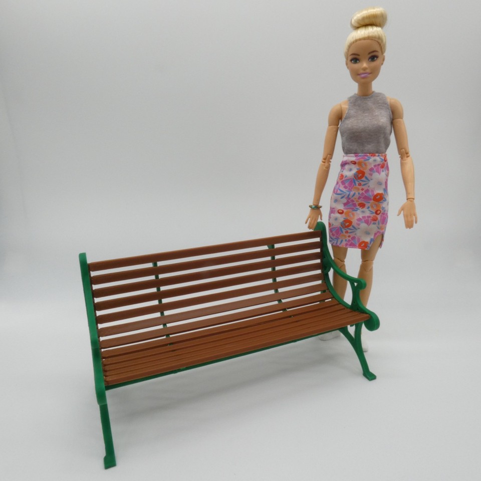 1/6 Scale Doll Furniture Park Bench Green Brown 1:6 Barbie Integrity ...