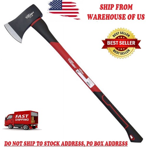 Hyper Tough 3.5lb Single Bit Axe with Double Injection Fiberglass ...