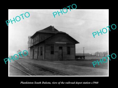OLD 8x6 HISTORIC PHOTO OF PLANKINTON SOUTH DAKOTA RAILROAD DEPOT ...