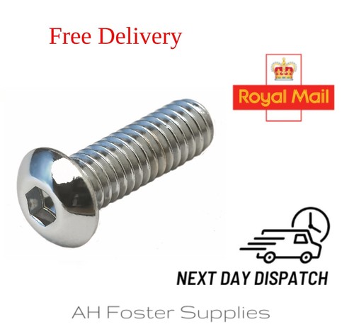 BUTTON Head Stainless Steel Bolts 316 MARINE Grade M5 M6 M8 M10 DIN ...