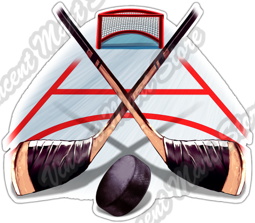 Hockey Net Sticks Puck Ice Sport Athletics Car Bumper Vinyl Sticker ...