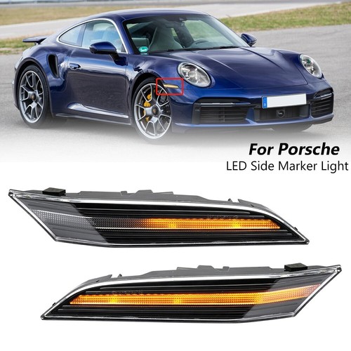 For 2019-up Porsche 911 992 Clear LED Side Marker Lights Sequential ...