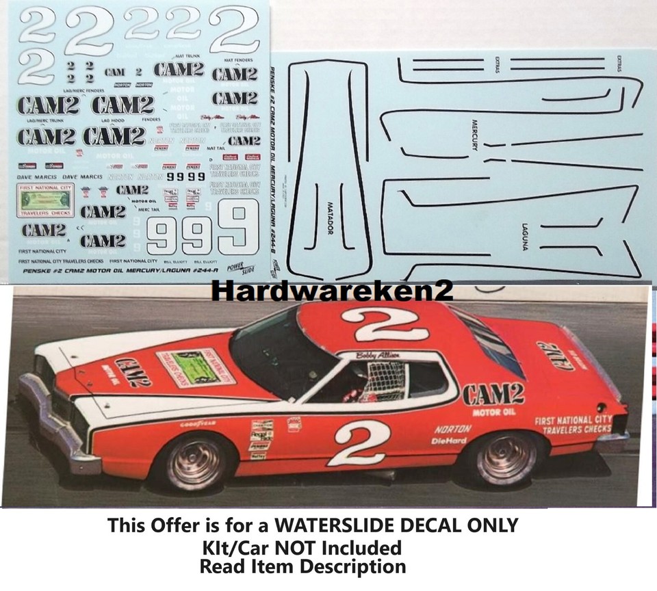 NASCAR DECAL # 2 CAM 2 1975 AMC MATADOR BOBBY ALLISON 1/25 | eBay