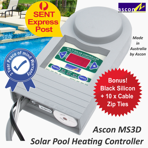 SOLAR POOL HEATING SYSTEM DIGITAL AUTOMATIC PUMP CONTROLLER ASCON MS3D ...