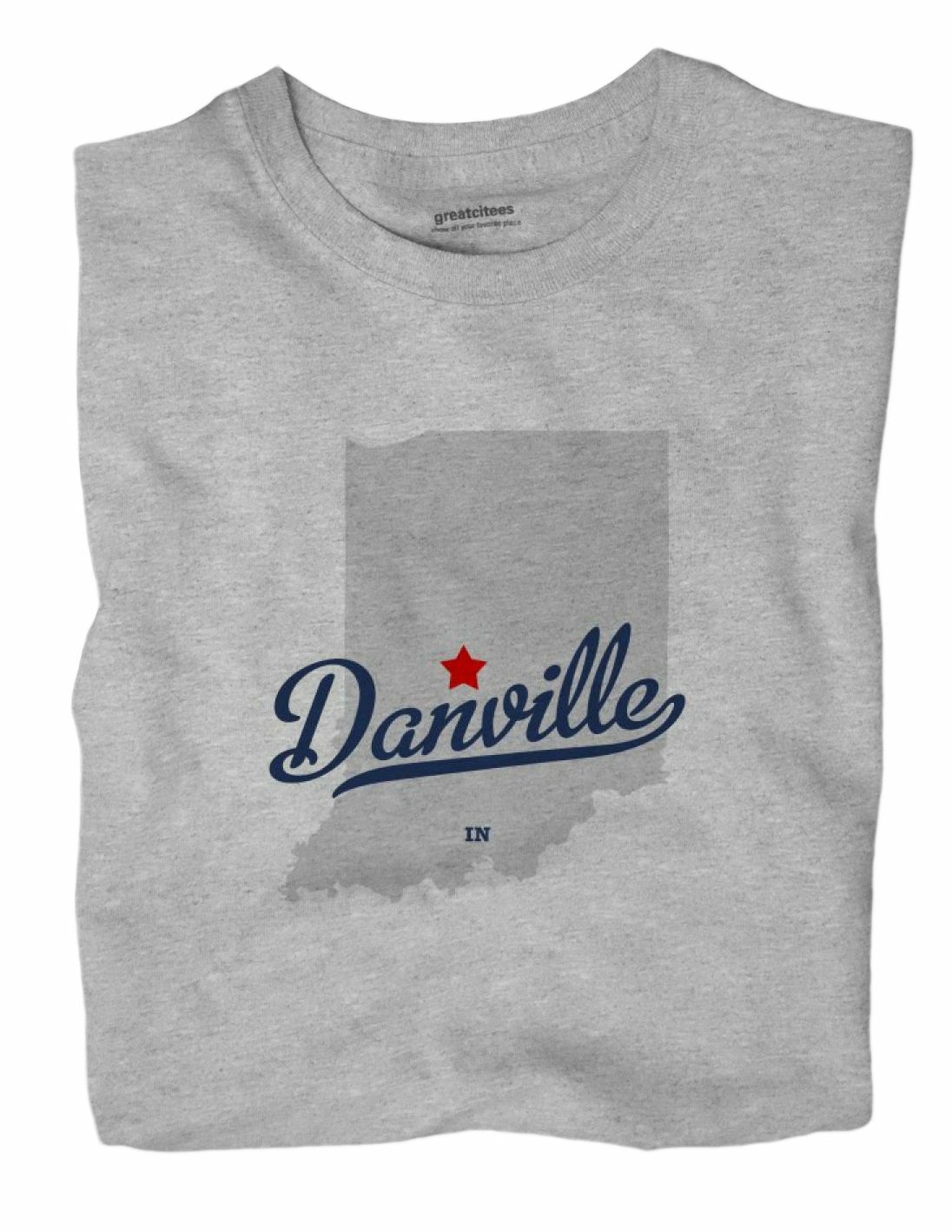 Danville Indiana IN Ind T-Shirt MAP | eBay