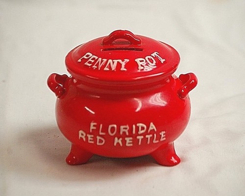 Old Vintage Lego Tag Penny Pot Florida Red Kettle Coin Money Bank ...