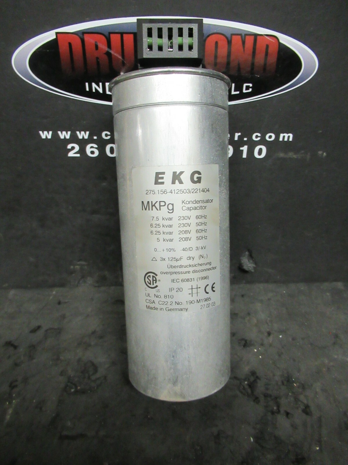 EKG MKPg KONDENSATOR CAPACITOR 7.5 KVAR @ 230 VAC 60 HZ 275.156-412503/ ...