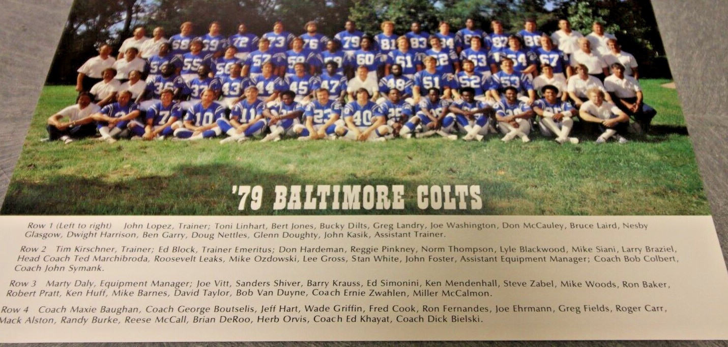 1979 BALTIMORE COLTS OFFICIAL TEAM PICTURE NFL FOOTBALL RARE NICE ...