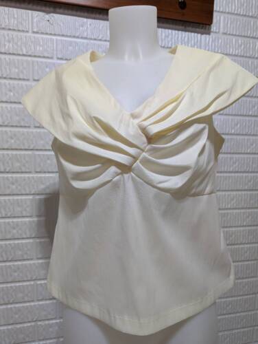 R And M Richards Vintage Women's Cream V-Neck Ruched Crossover Blouse Top Size P | eBay