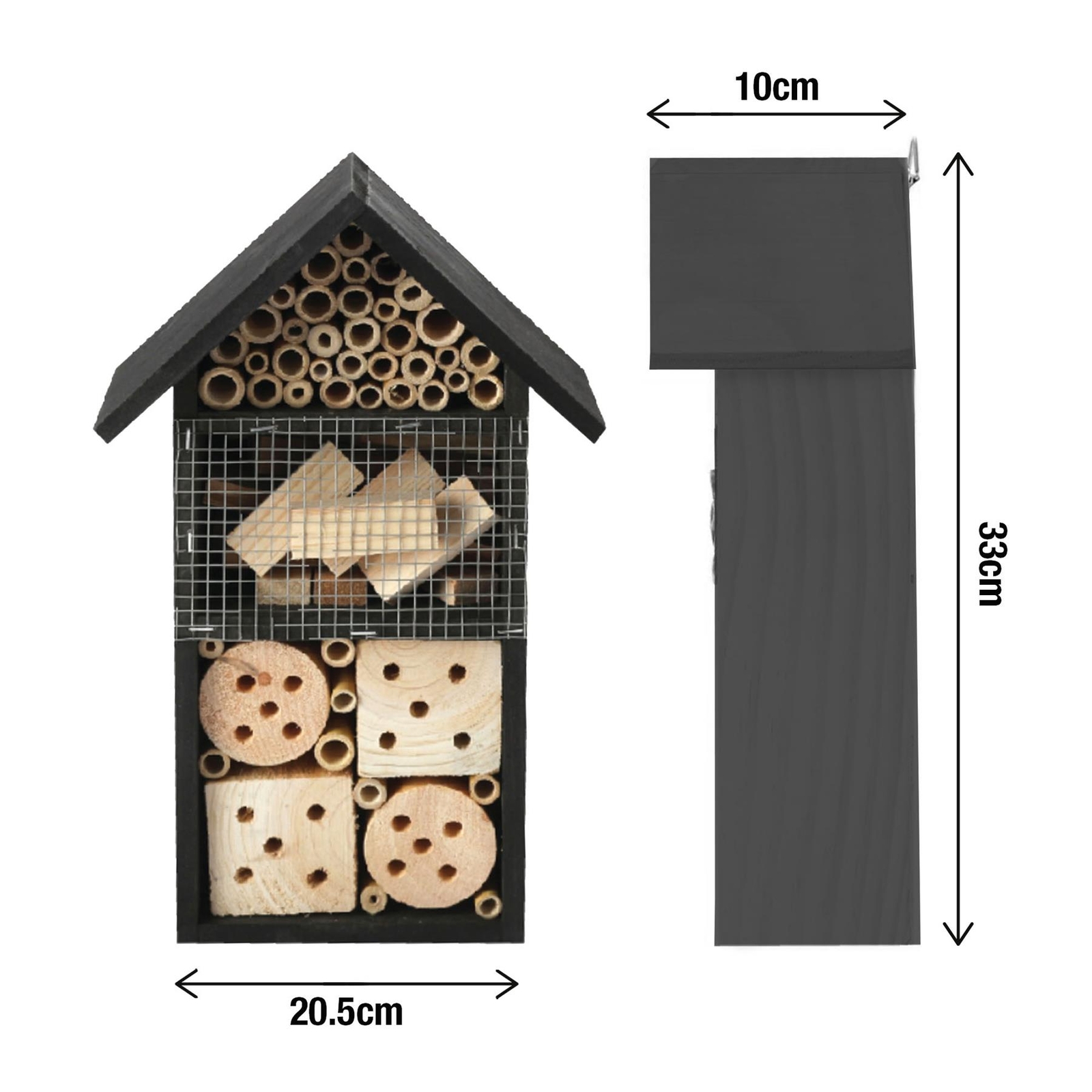 Wooden Black Extra Large Insect House Natural Wood Bee Hotel Garden ...